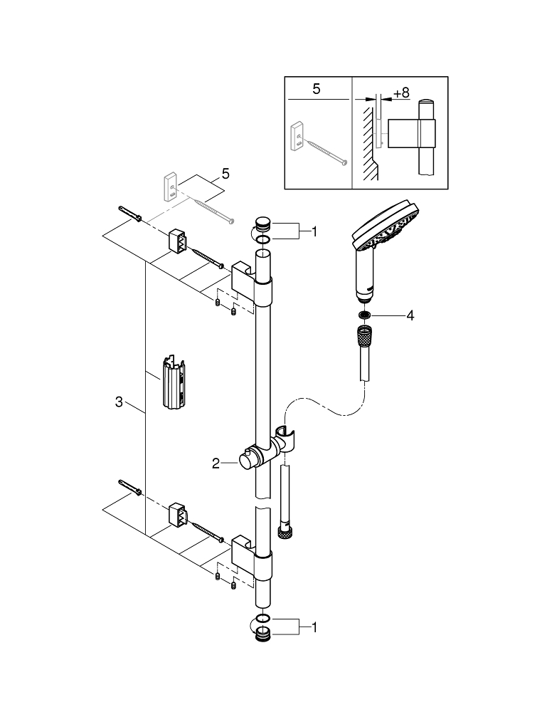 Rainshower Cosmopolitan 130 Shower Rail Set 3 sprays | GROHE