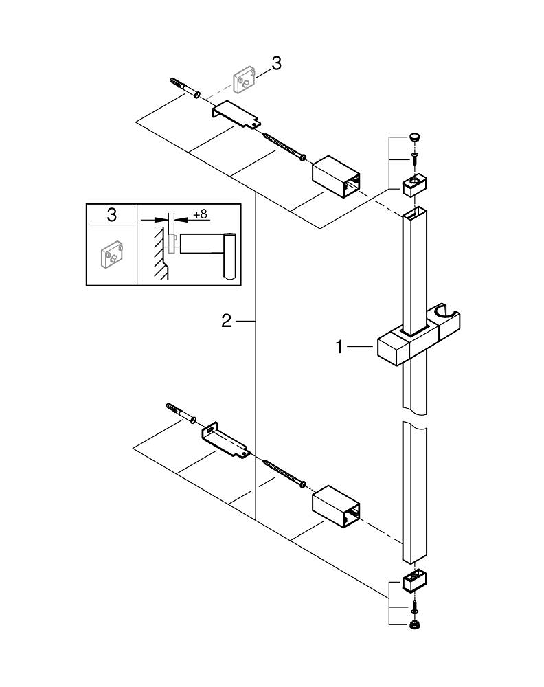 奥菲利亚方 通用花洒杆 600毫米 | 德国高仪中国官方网站