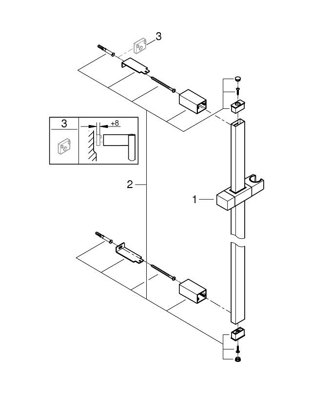 奥菲利亚方 通用花洒杆 600毫米 | 德国高仪中国官方网站