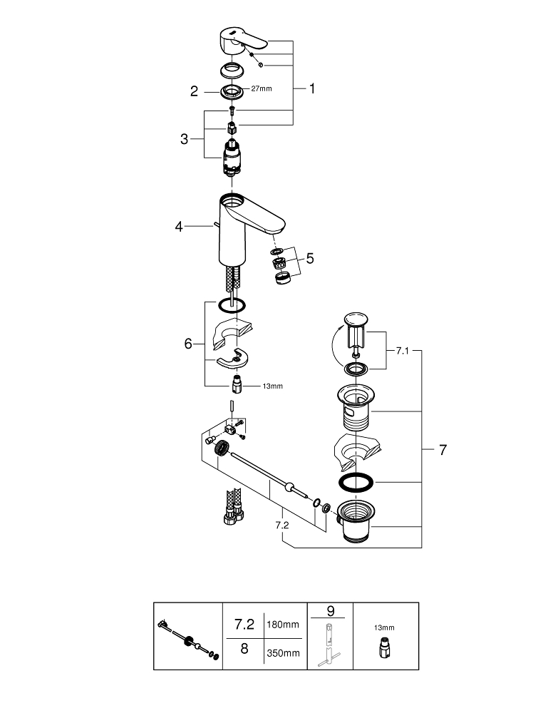 BauEdge Miscelatore monocomando per lavabo Taglia M | GROHE