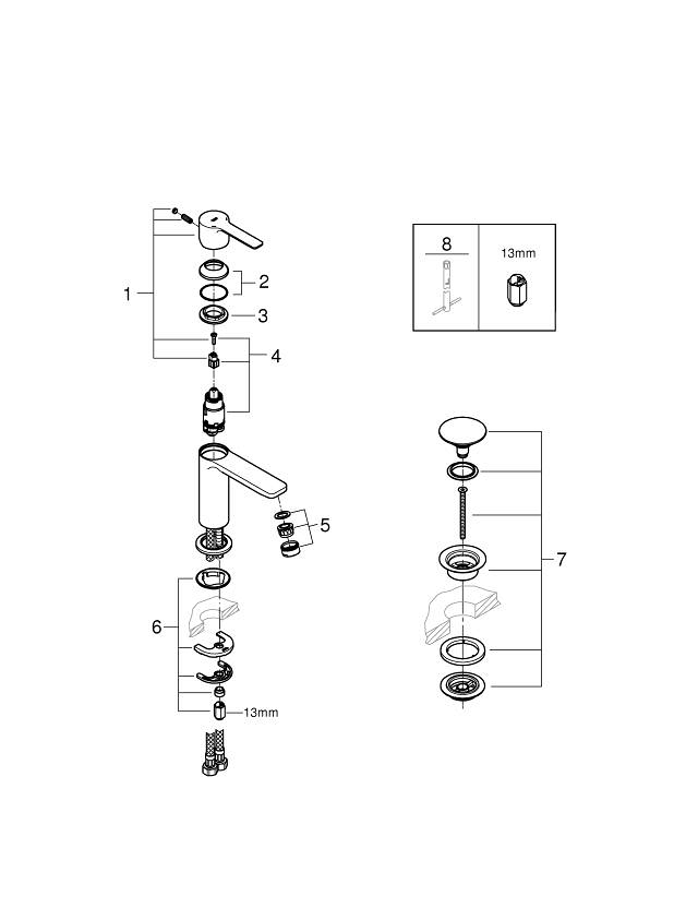 Lineare Single-lever basin mixer XS-Size | GROHE