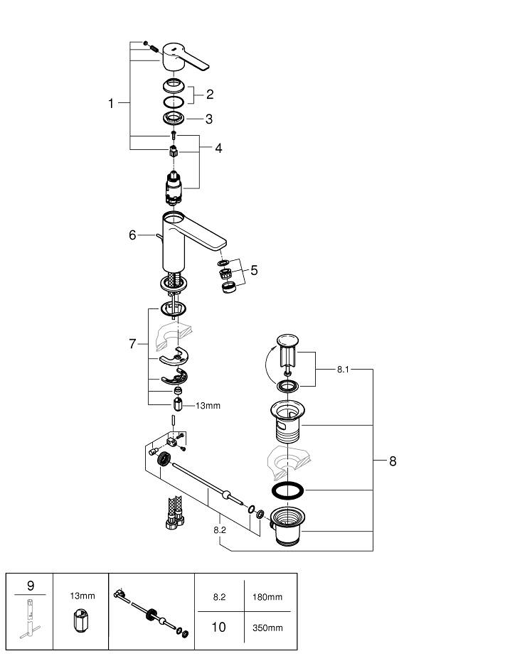 Lineare Single-lever basin mixer 1/2″ XS-Size | GROHE