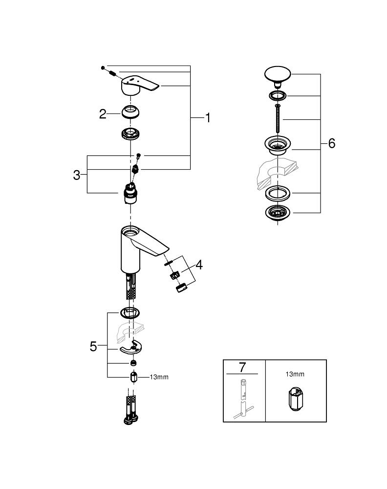 Eurosmart Monocomando de lavatório 1/2″ Tamanho S | GROHE - Grohe AG ...