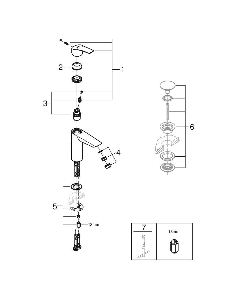 Eurosmart Monocomando de lavatório 1/2″ Tamanho M | GROHE - Grohe AG ...