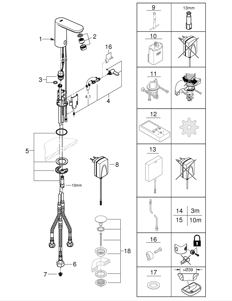 Eurosmart CE Infrarot-Elektronik für Waschtisch mit Mischung und ...