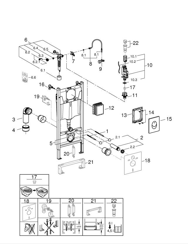 Rapid SL 3-in-1 set for WC, 1.13 m installation height | GROHE