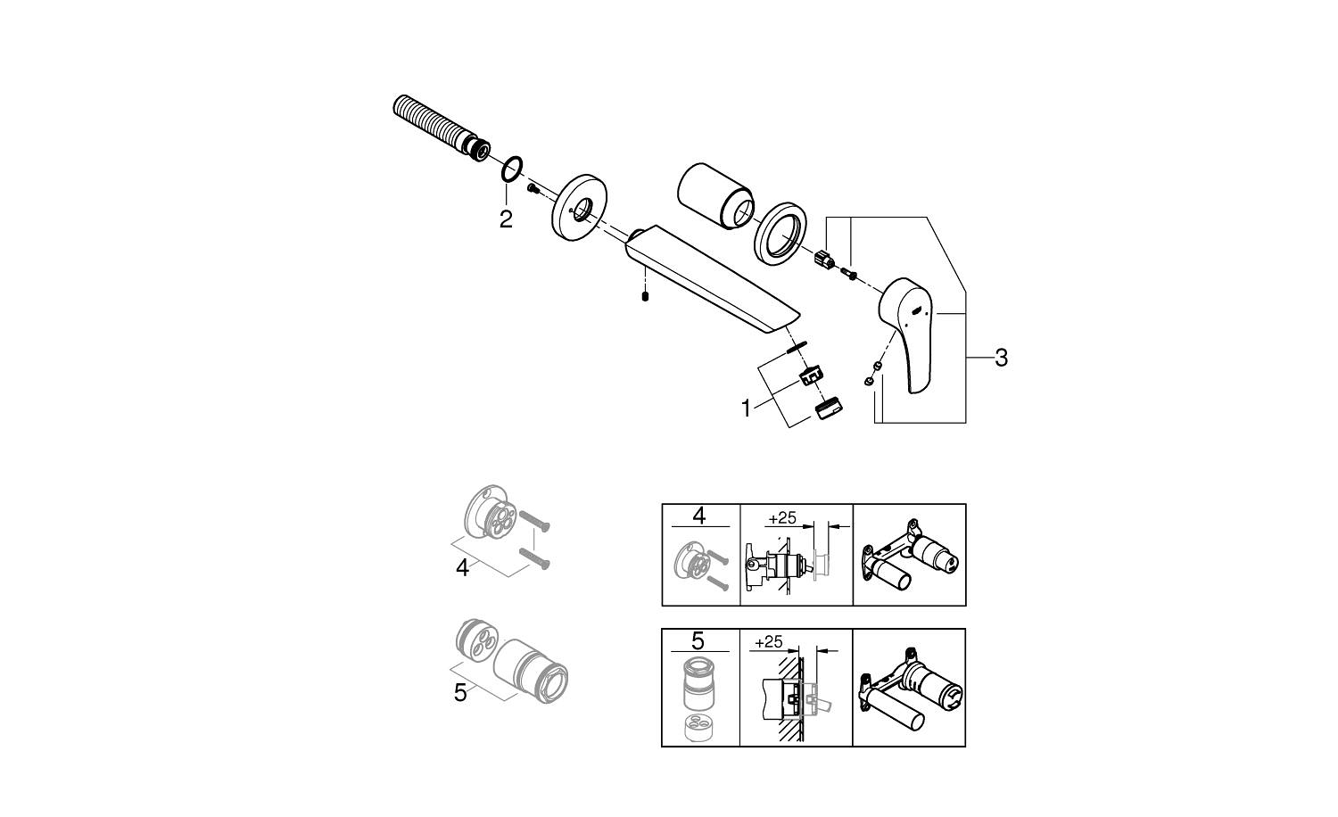 Eurosmart Miscelatore per lavabo a 2 fori Taglia M | GROHE