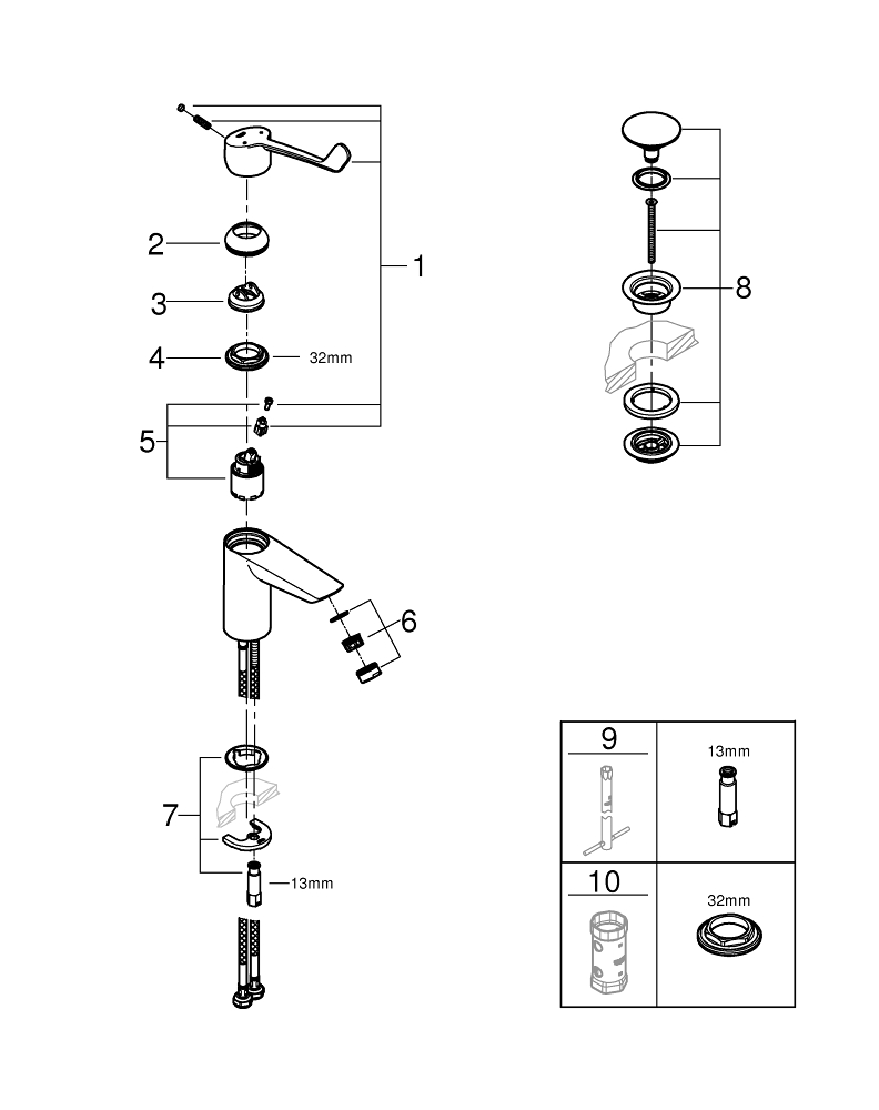 Eurosmart Single-lever basin mixer 1/2″ S-Size | GROHE