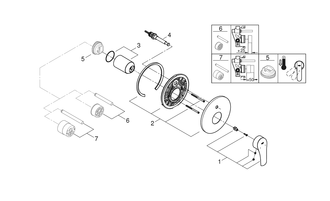 Eurosmart Ankastre banyo/duş bataryası | GROHE