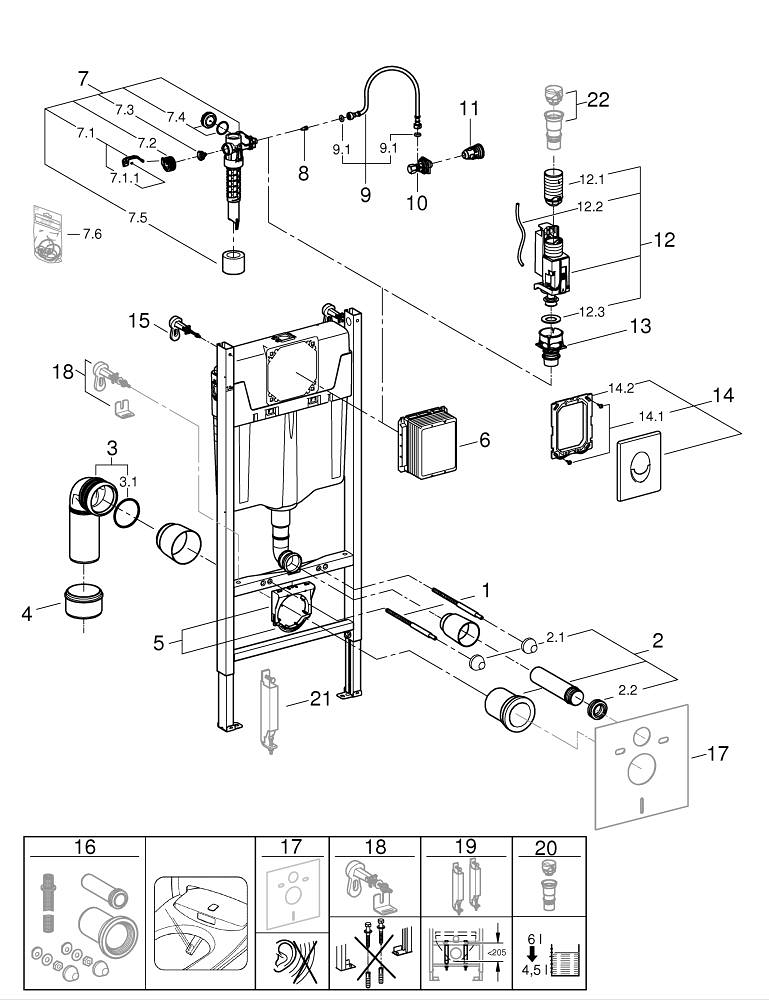 Rapid SL 3-in-1 set for WC, 1.13 m installation height | GROHE