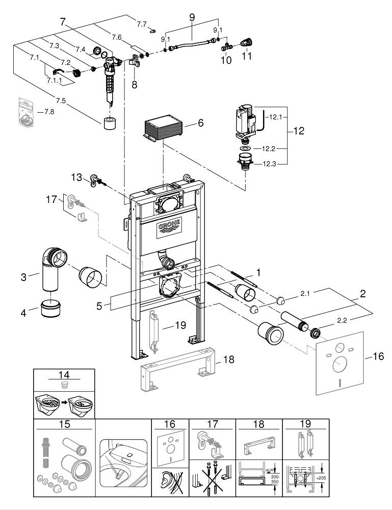 Rapid SL Element til WC, 0,82 m installationshøjde | GROHE