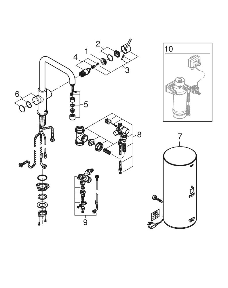 GROHE Red Duo Faucet and L size boiler | GROHE