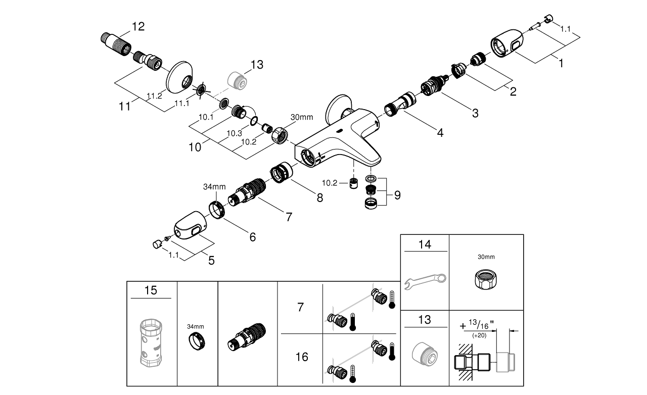 Grohtherm 1000 Термостатен смесител за вана/душ, 1/2″ | GROHE