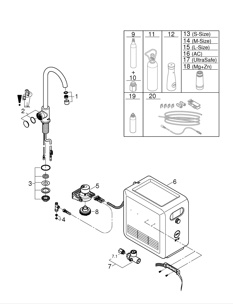 GROHE Blue Professional Kit, Mono-blandare med C-pip | GROHE