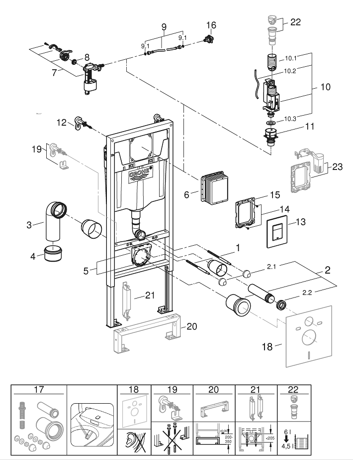 Rapid SL 3-in-1 set for WC, 1.13 m installation height | GROHE