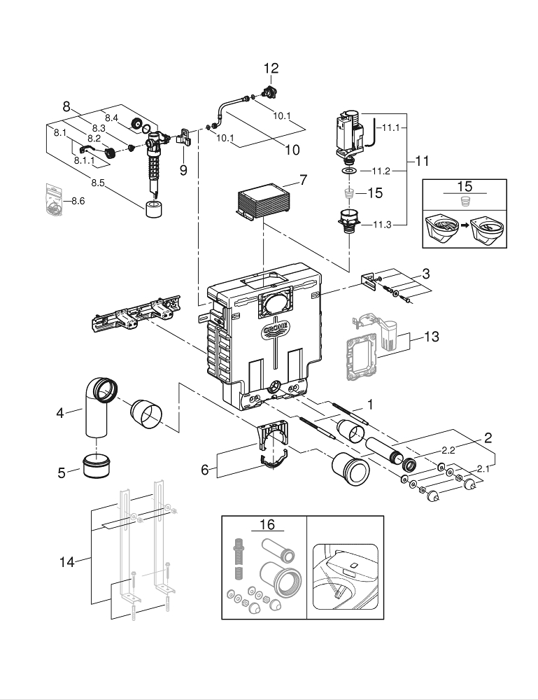 Uniset Element for WC, 0.82 m installation height | GROHE