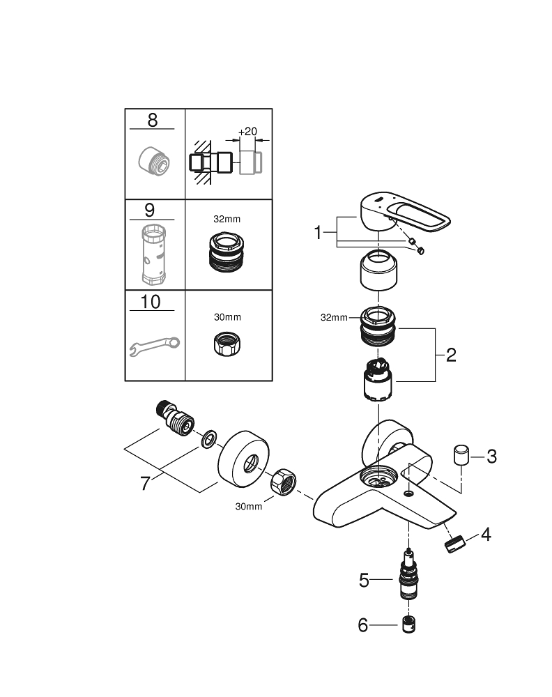 Eurosmart Monocomando de banheira e duche 1/2″ | GROHE - Grohe AG ...