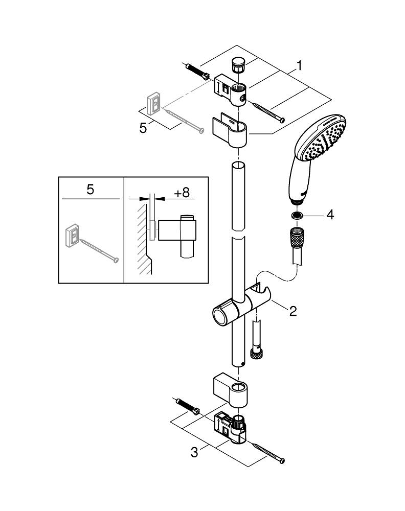 Tempesta 110 Shower rail set 1 spray (Rain) | GROHE