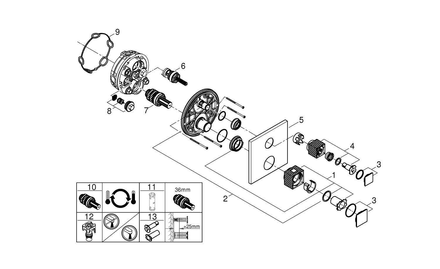 Allure Brilliant Thermostat-Brausebatterie mit integrierter 2-Wege ...