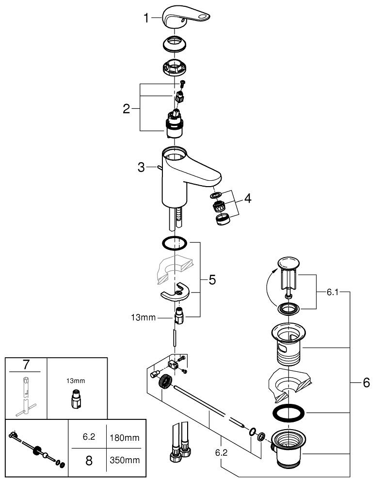 Euroeco Single-lever basin mixer 1/2″ M-Size | GROHE