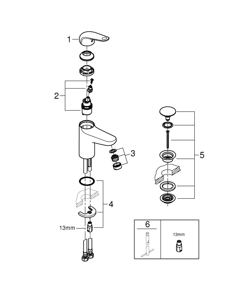 Euroeco Single-lever basin mixer 1/2″ S-Size | GROHE