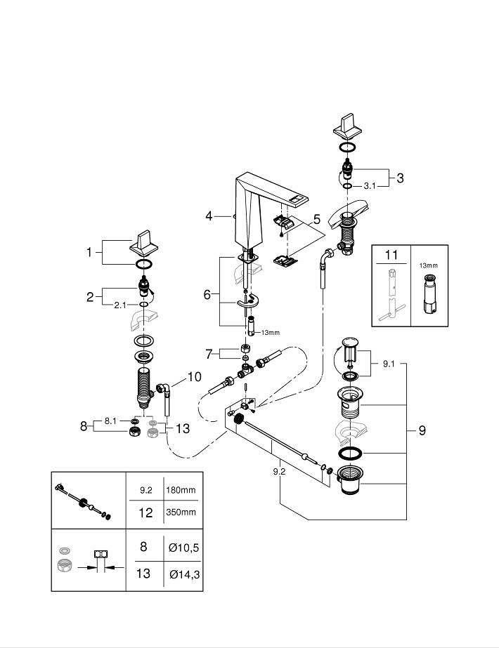 Allure Brilliant Three-hole basin mixer 1/2″ L-Size | GROHE