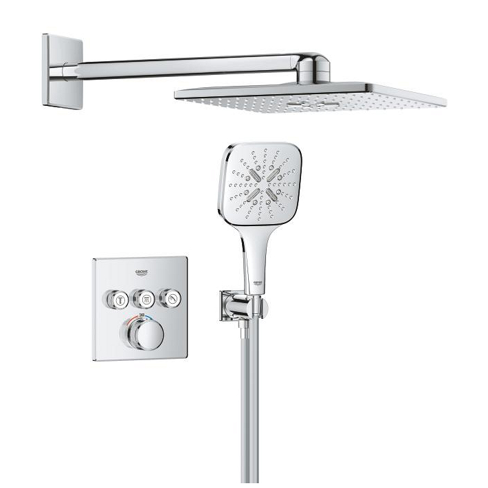 Grohtherm SmartControl Concealed shower system with Rainshower SmartActive 310 Cube | GROHE
