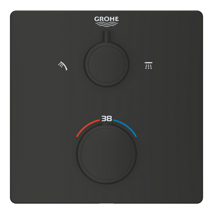 Grohtherm Thermostatic shower mixer for 2 outlets with integrated shut ...