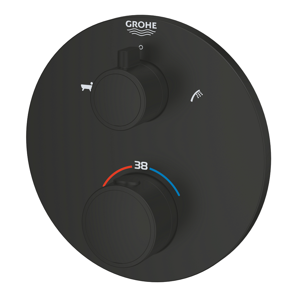 Grohtherm Thermostatic bath tub mixer for 2 outlets with integrated ...