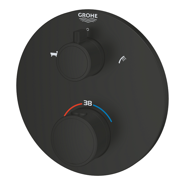 Grohtherm Thermostatic bath tub mixer for 2 outlets with integrated ...