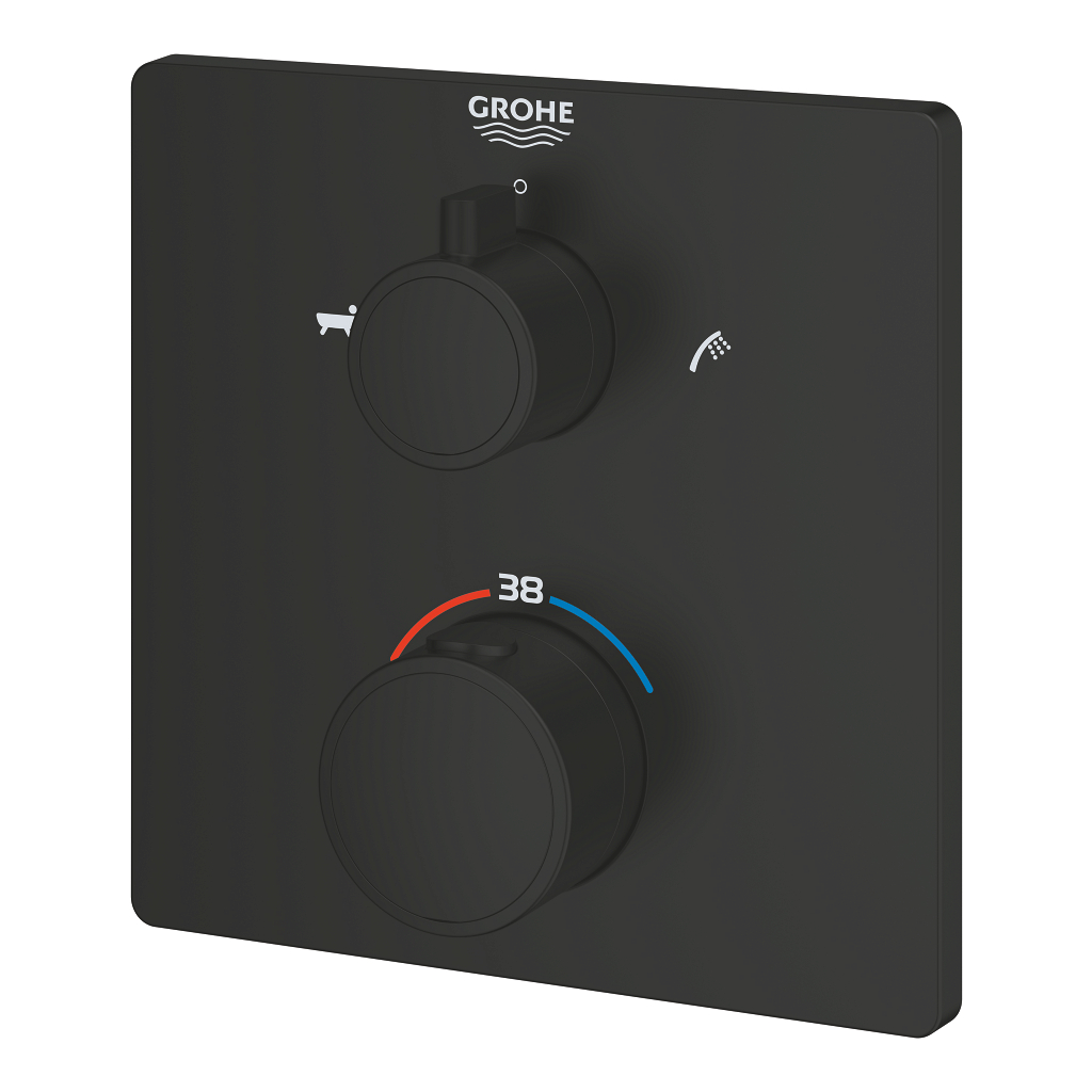 Grohtherm Thermostatic bath tub mixer for 2 outlets with integrated ...