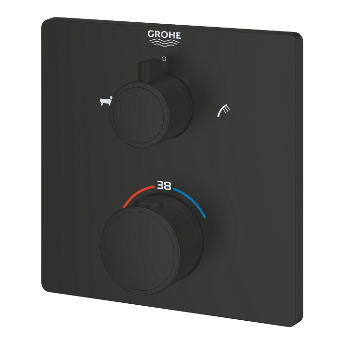 Grohtherm Thermostatic bath tub mixer for 2 outlets with integrated ...