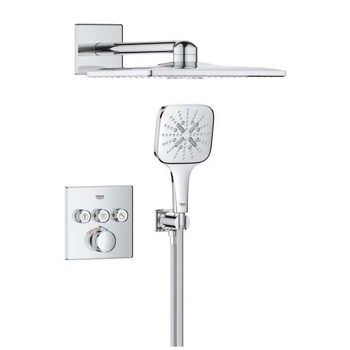 Grohtherm SmartControl Concealed shower system with Rainshower SmartActive 310 Cube | GROHE