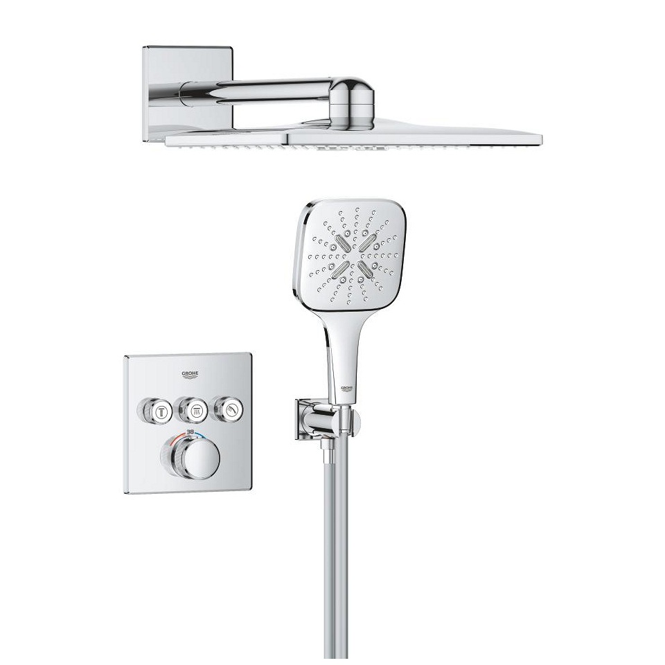 Grohtherm SmartControl Concealed shower system with Rainshower SmartActive 310 Cube | GROHE