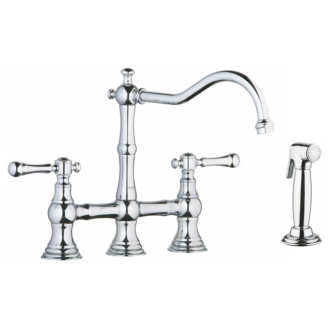 Bridgeford Two handle sink mixer with side spray | GROHE