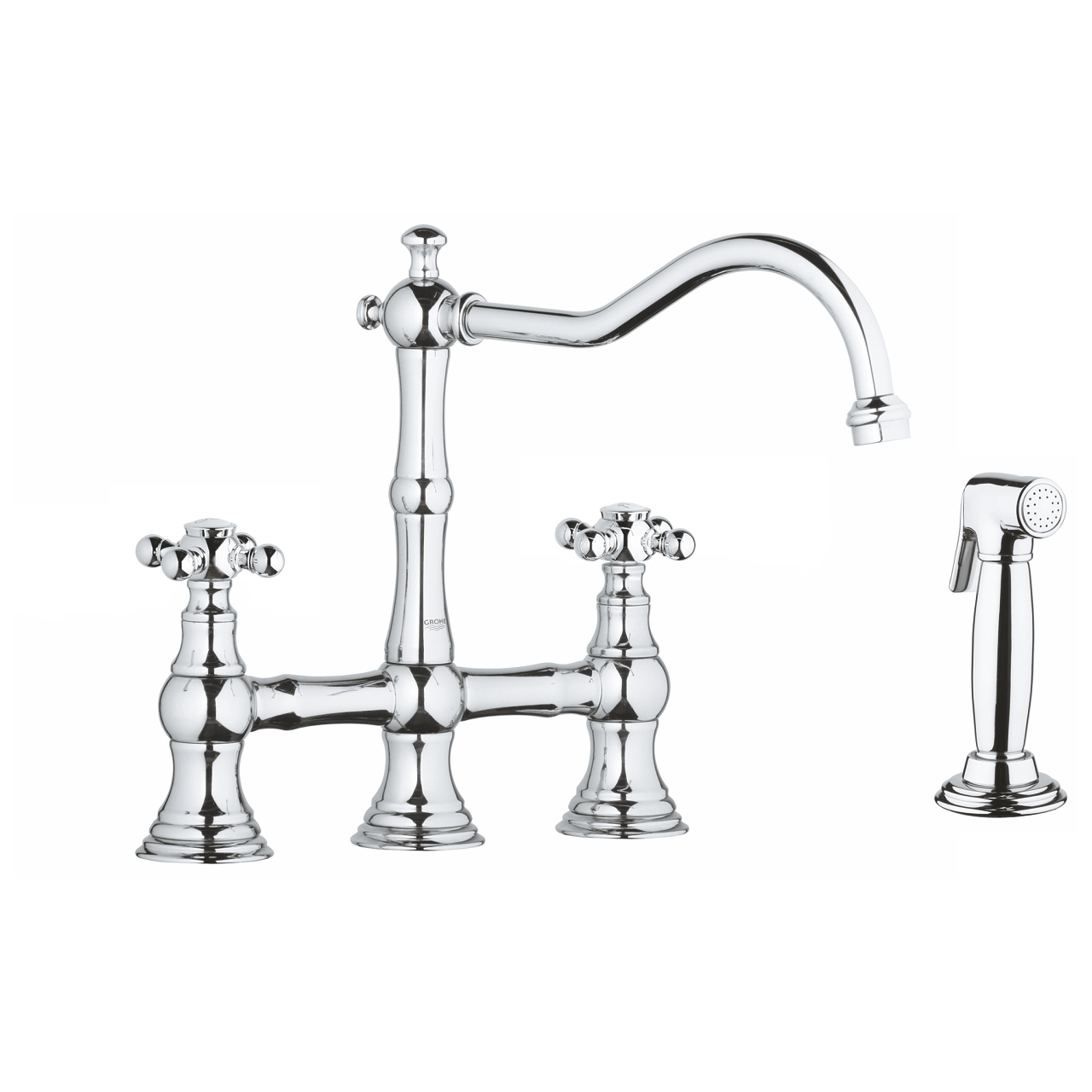 Bridgeford Two handle sink mixer with side spray | GROHE