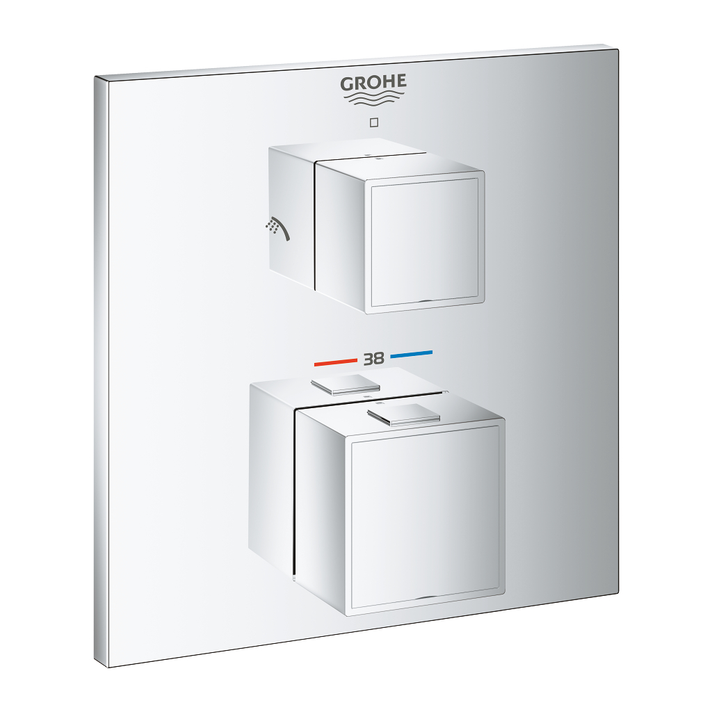 Grohtherm Cube Safety shower mixer for 2 outlets with integrated shut ...