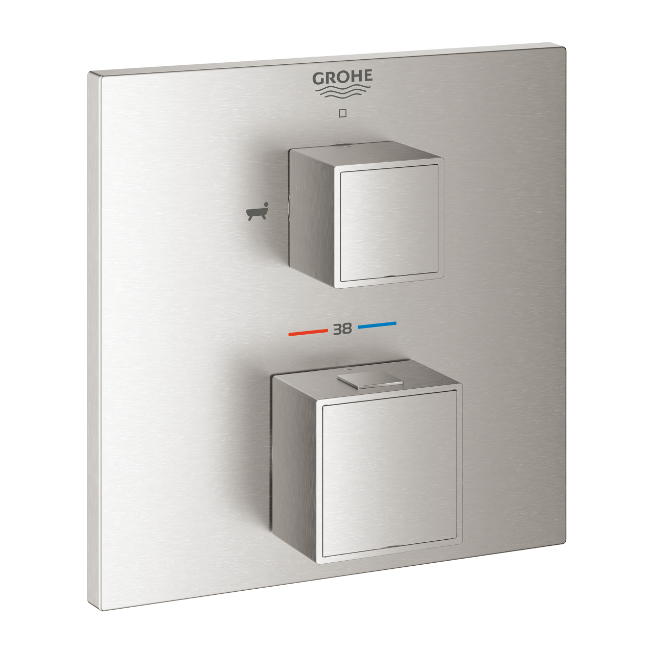 Grohtherm Cube Thermostatic bath tub mixer for 2 outlets with ...