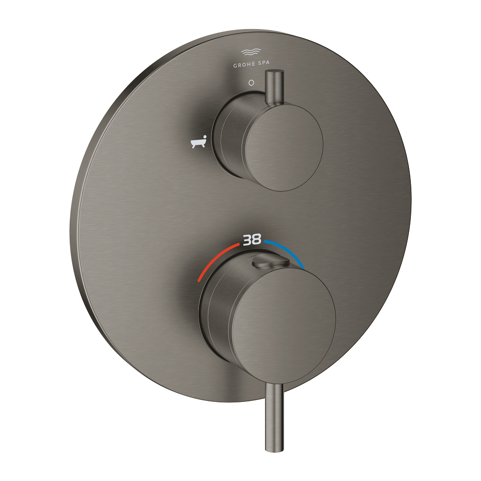 Atrio Thermostatic bath tub mixer for 2 outlets with integrated shut ...