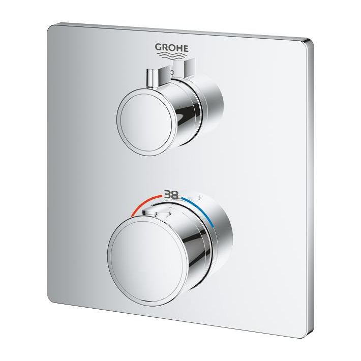 Grohtherm Thermostatic mixer for 1 outlet with shut off valve | GROHE
