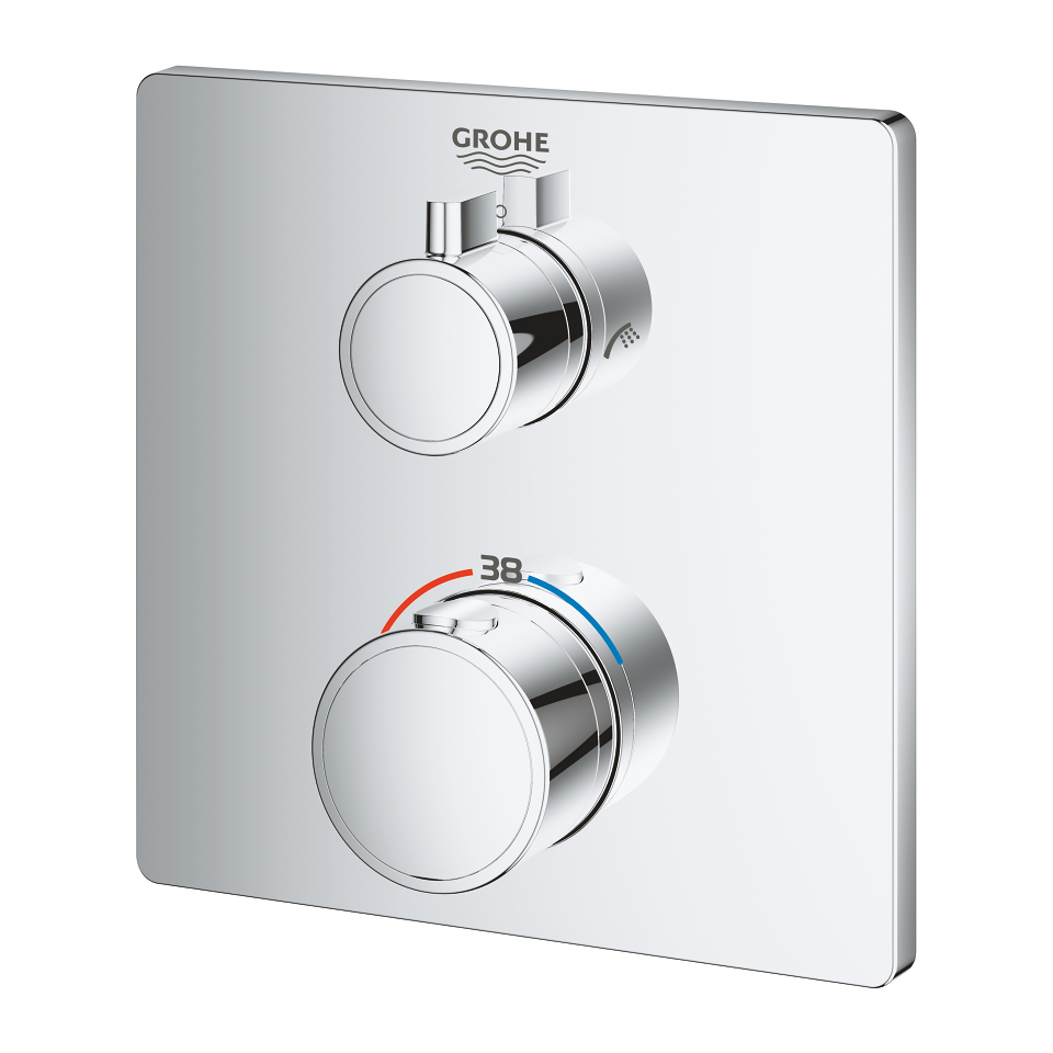 Grohtherm Thermostatic bath tub mixer for 2 outlets with integrated ...