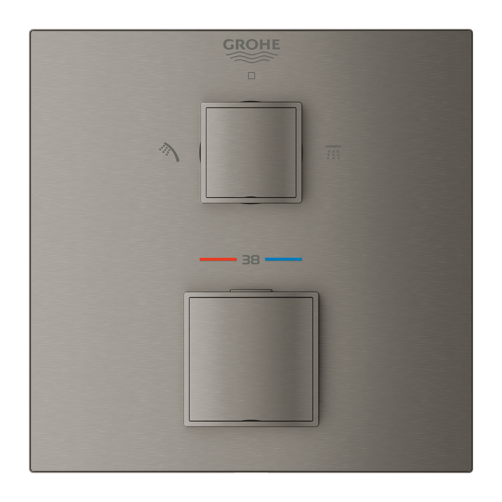 Grohtherm Cube Thermostatic shower mixer for 2 outlets with integrated ...