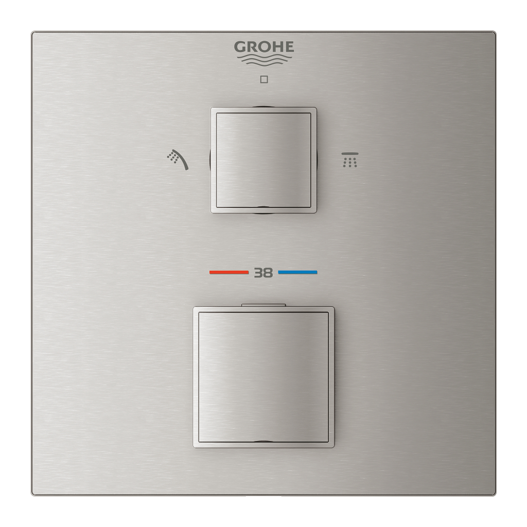 Grohtherm Cube Thermostatic shower mixer for 2 outlets with integrated ...