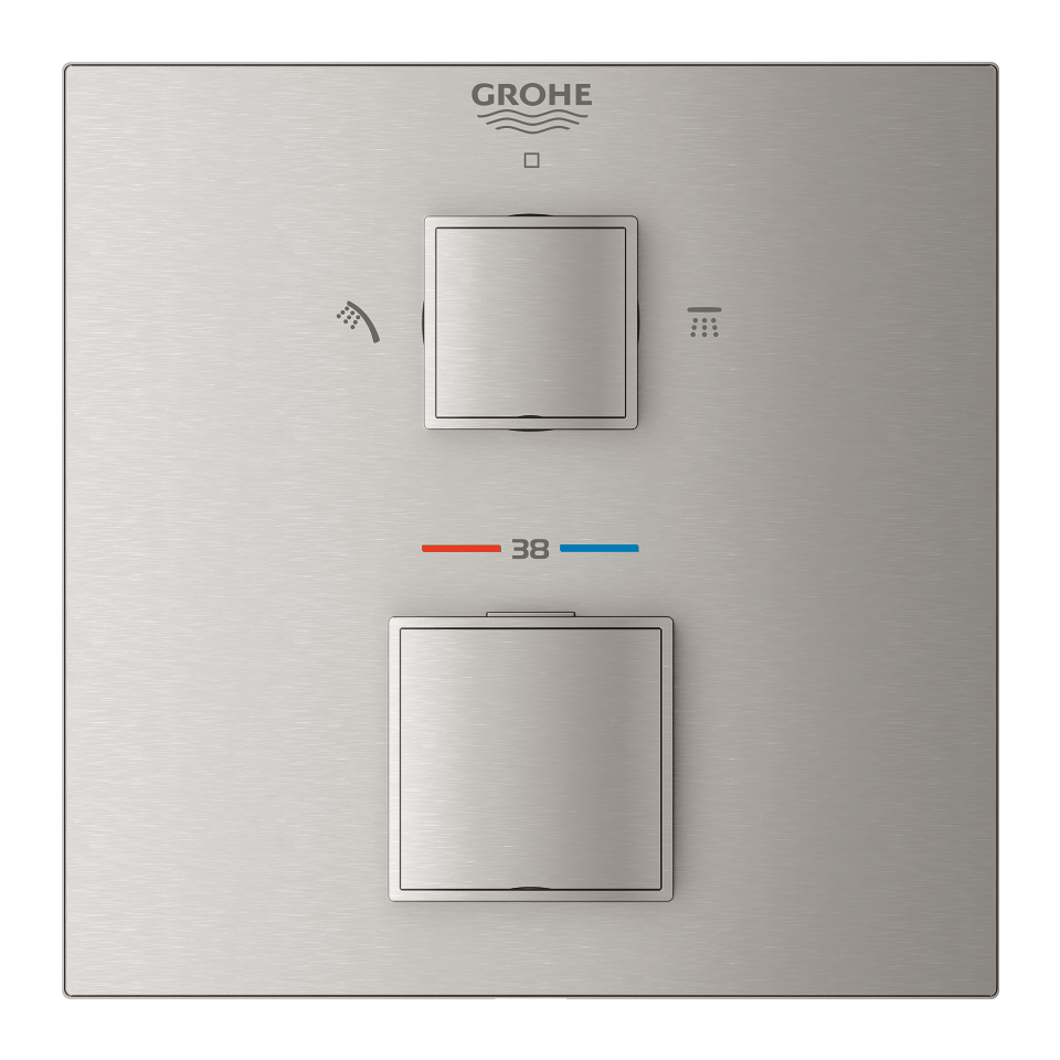 Grohtherm Cube Thermostatic shower mixer for 2 outlets with integrated ...