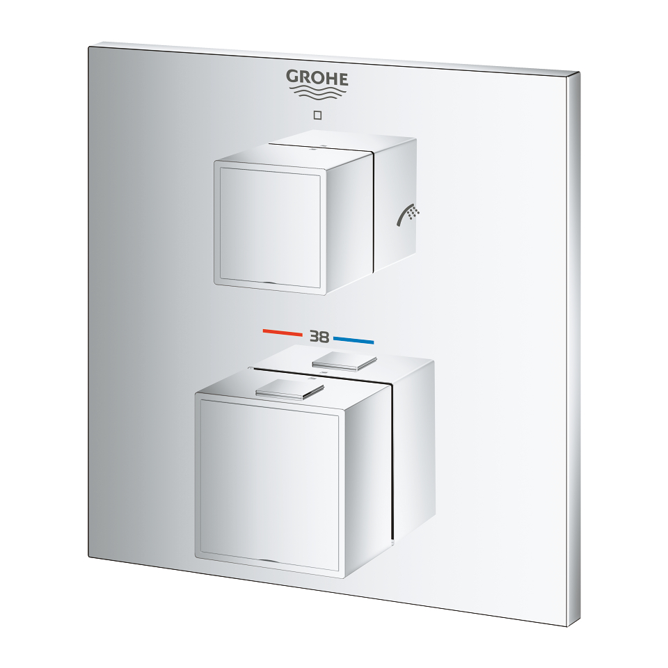 Grohtherm Cube Thermostatic bath tub mixer for 2 outlets with ...