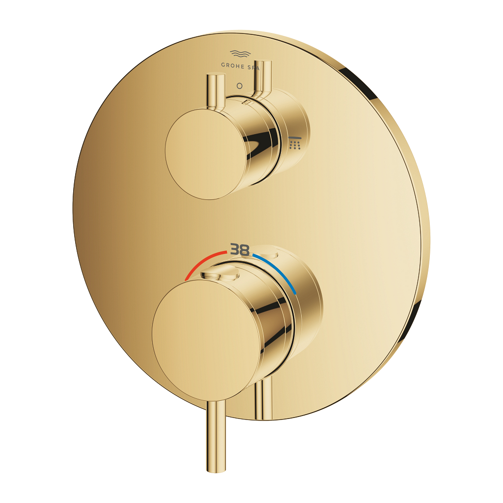 Atrio Thermostatic shower mixer for 2 outlets with integrated shut off ...
