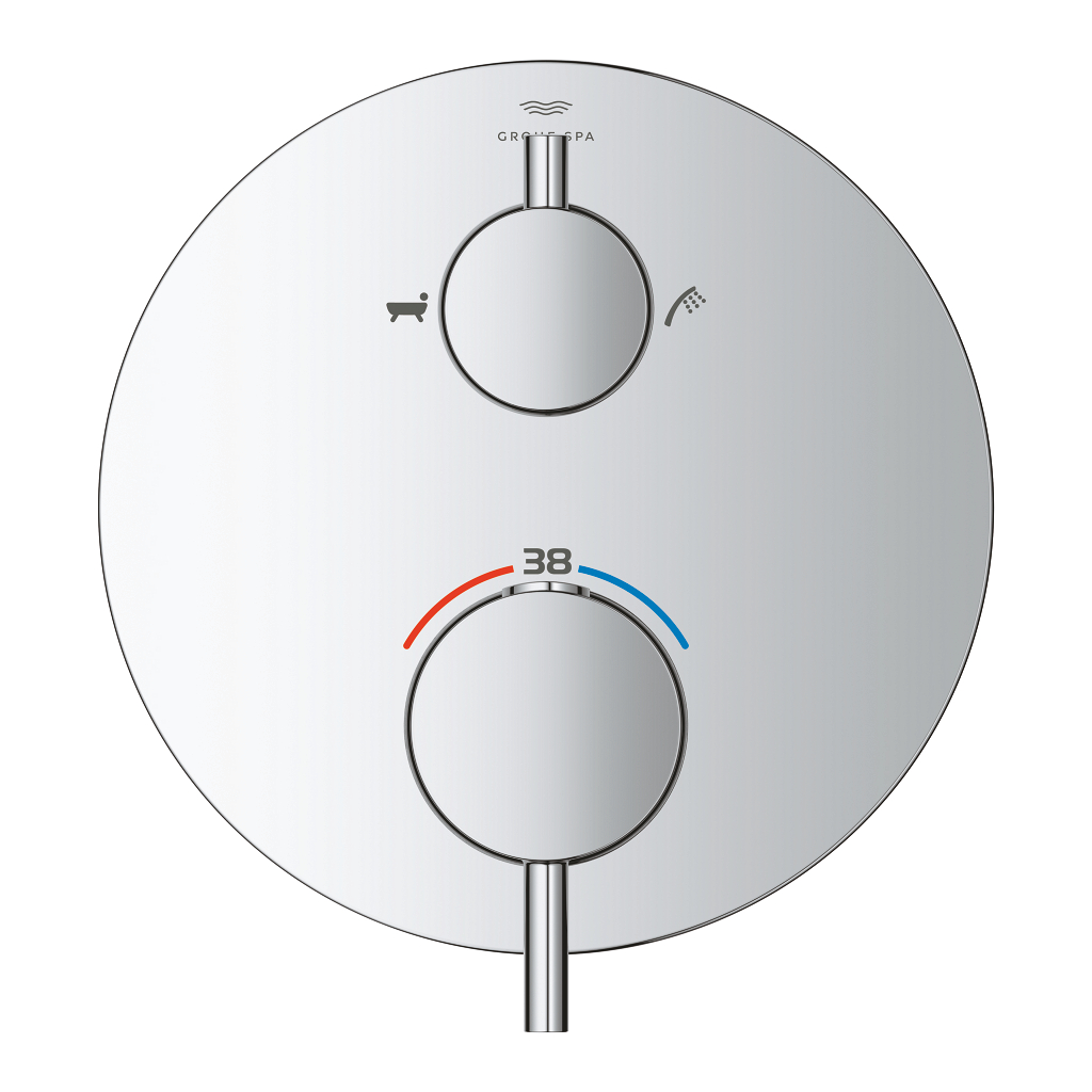 Atrio Thermostatic bath tub mixer for 2 outlets with integrated shut ...