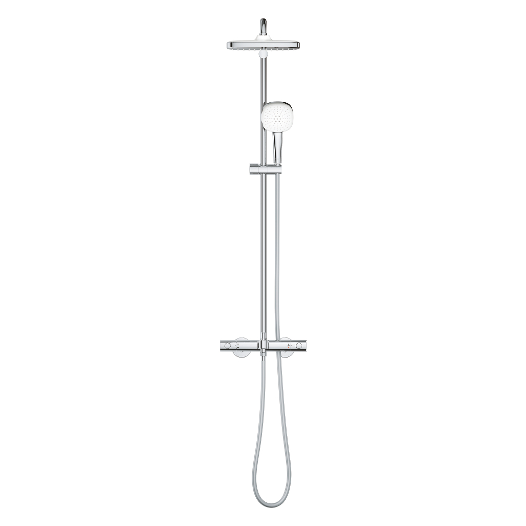 Tempesta System 250 Cube Shower system with Bath Safety Mixer for wall ...