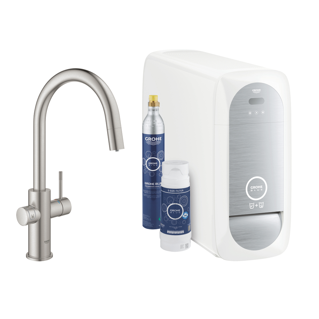 GROHE Blue Home C-uitloop Starterkit met uittrekbare mousseur | GROHE