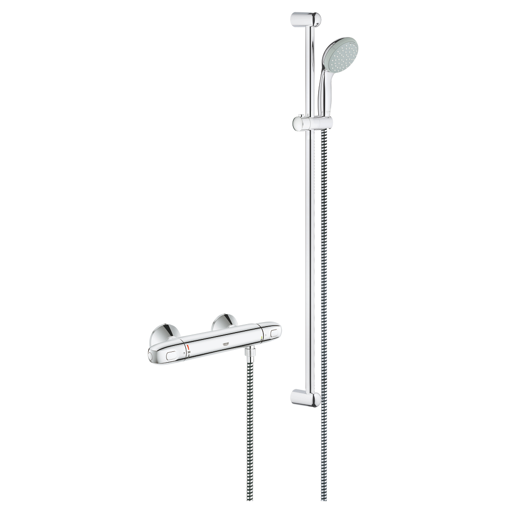 Grohtherm 1000 Thermostatic shower mixer 1/2″ with shower set | GROHE ...